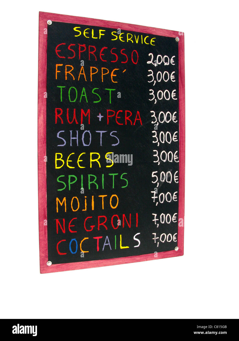 Cocktails menu list Cut Out Stock Images & Pictures - Alamy