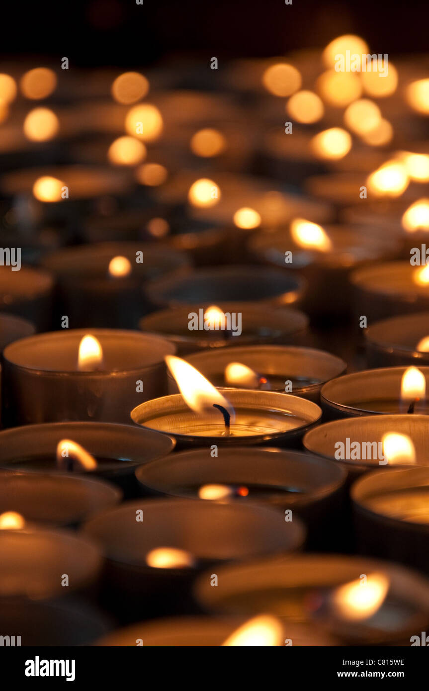 Sepia toned spa candles in low light condition Stock Photo - Alamy