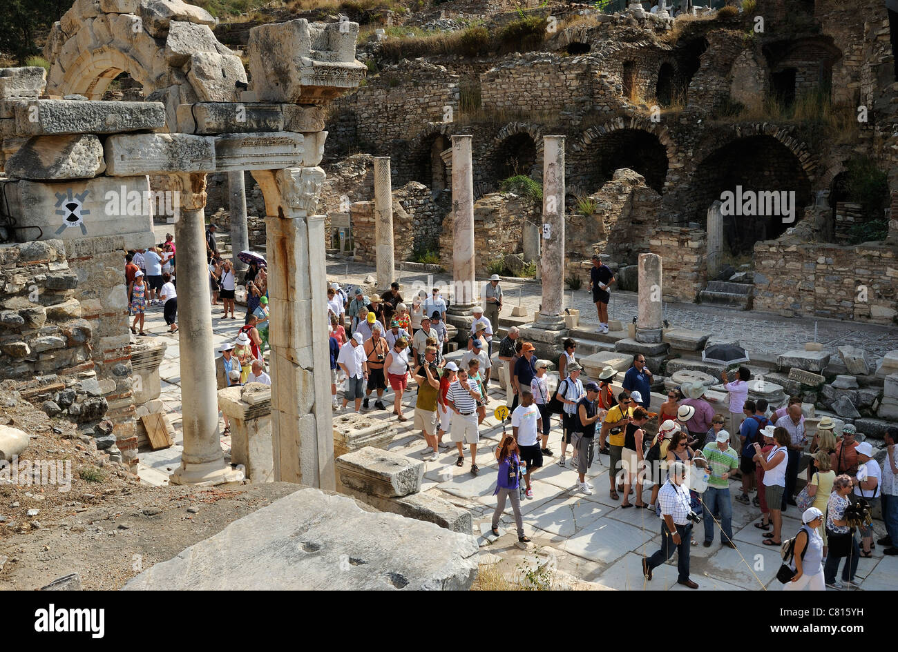 Ephesus, UNESCO World Heritage Site, excavations, Curetes Street with ...