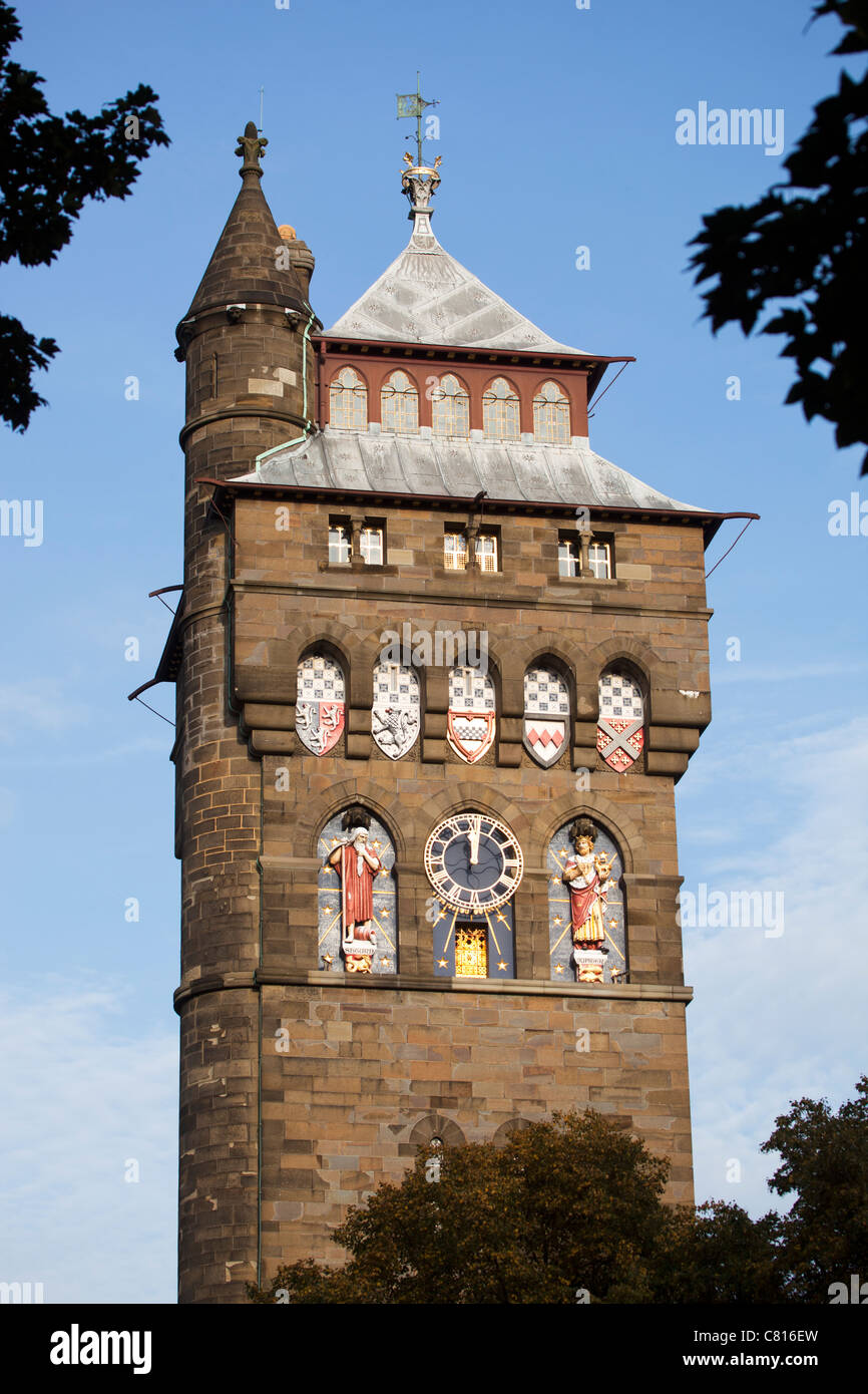 Clock Tower Cardiff Castle Stock Photo - Alamy