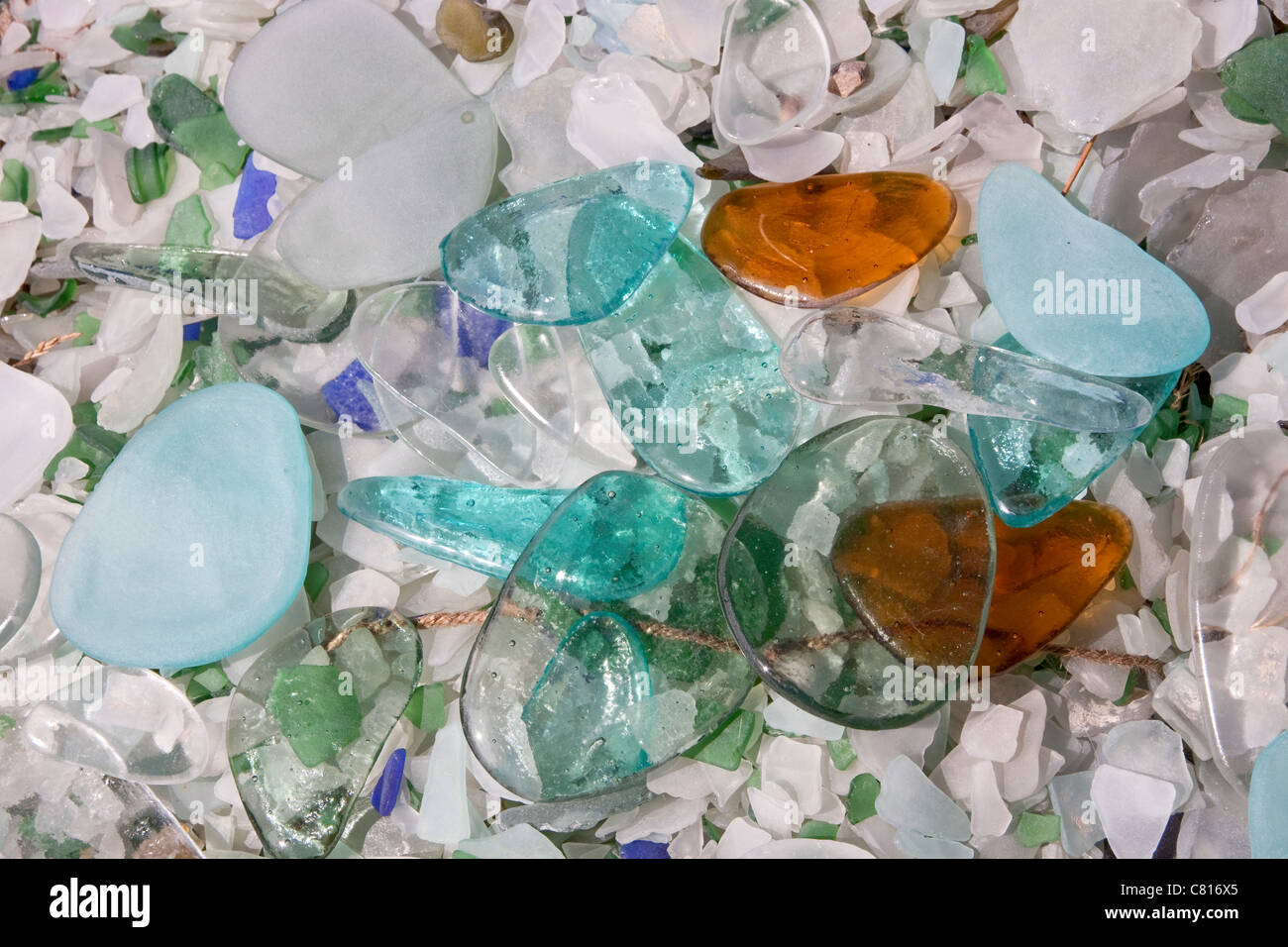 Sea glass arranged in different patterns Stock Photo - Alamy