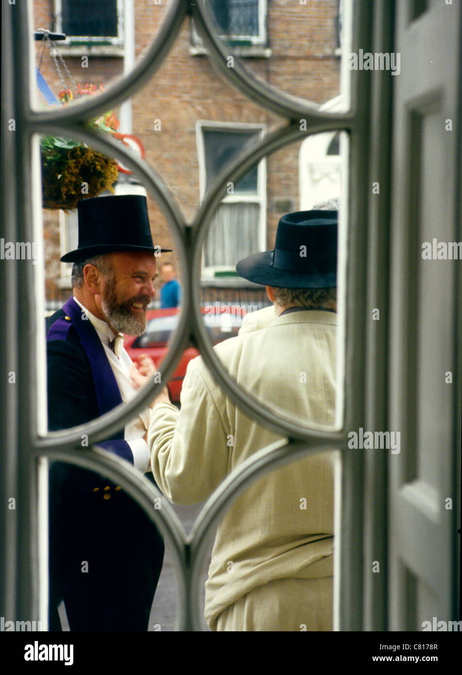 Senator David Norris in tall hat photographed at The James Joyce Centre ...