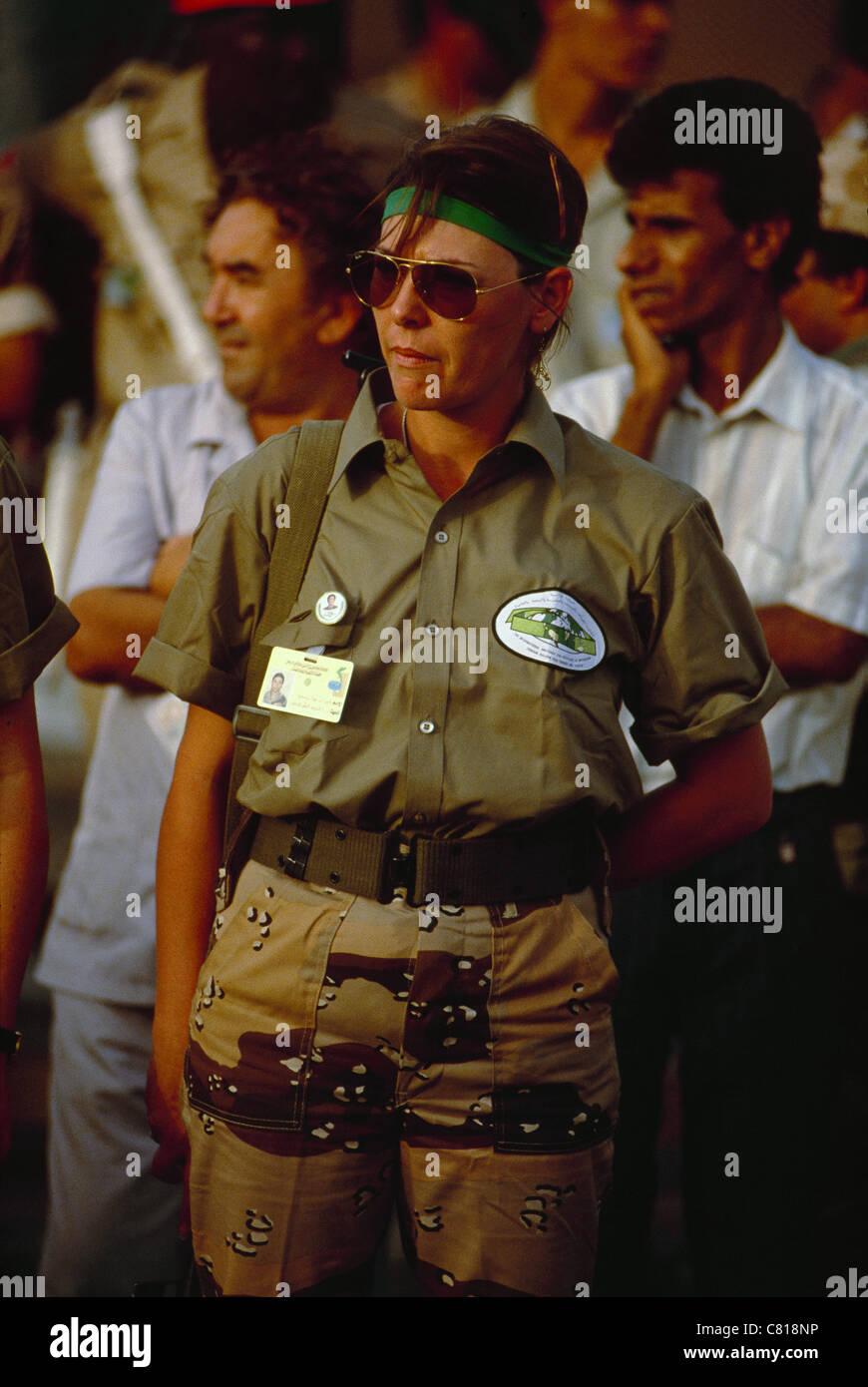 Women bodyguards, both Libyan and foreign, belonging to a special unit ...