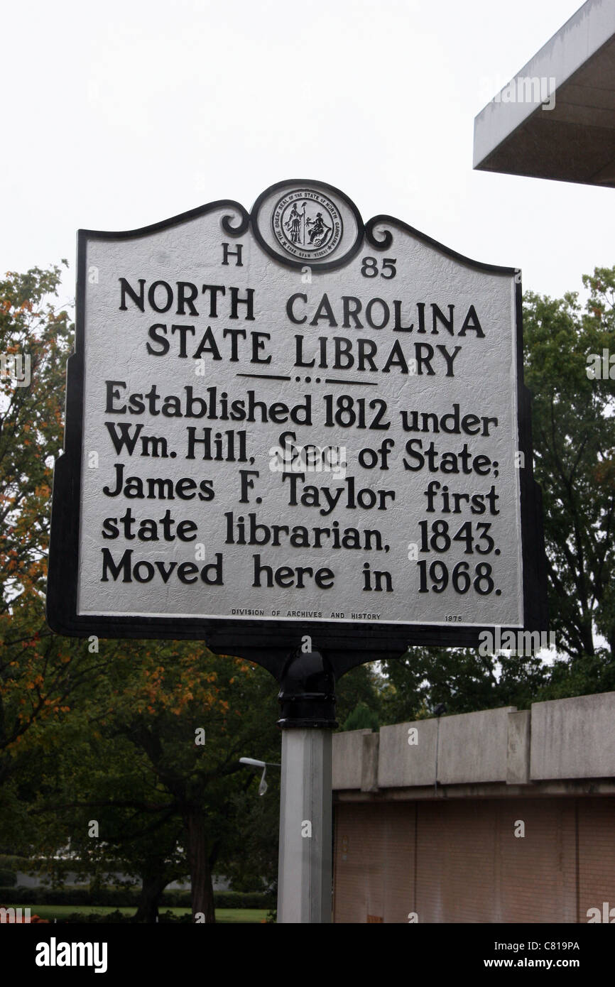H85 NORTH CAROLINA STATE LIBRARY Established 1812 under Wm. Hill, Sec ...