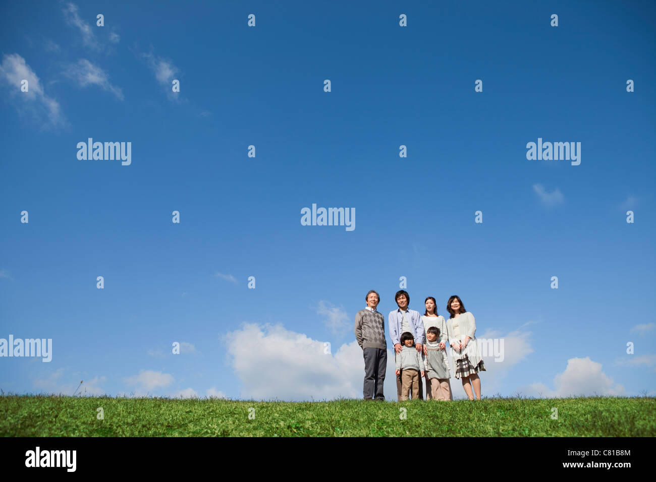 Three Generation Family in Field Stock Photo - Alamy