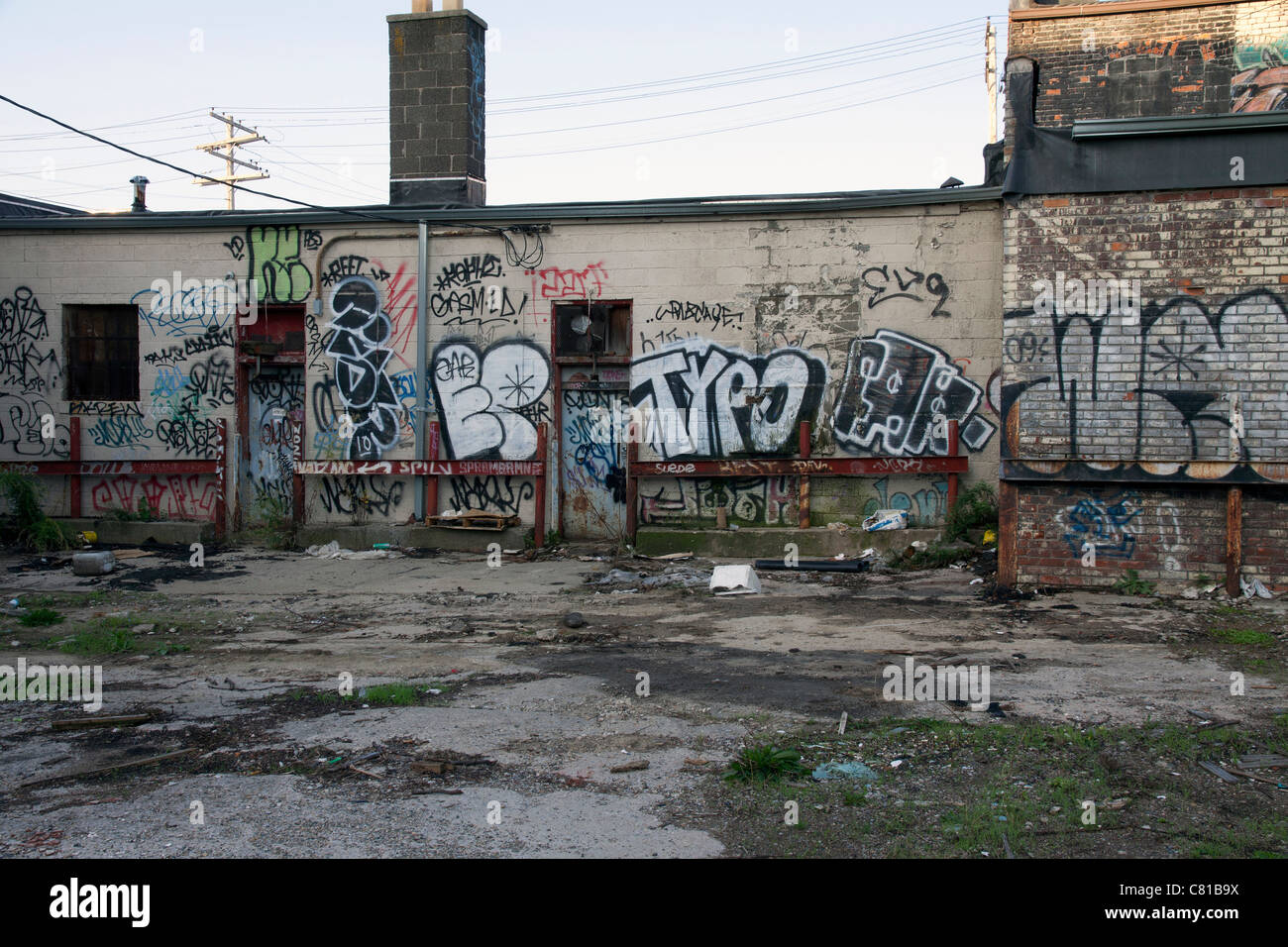 Graffiti on vacant building Detroit Michigan USA Stock Photo - Alamy