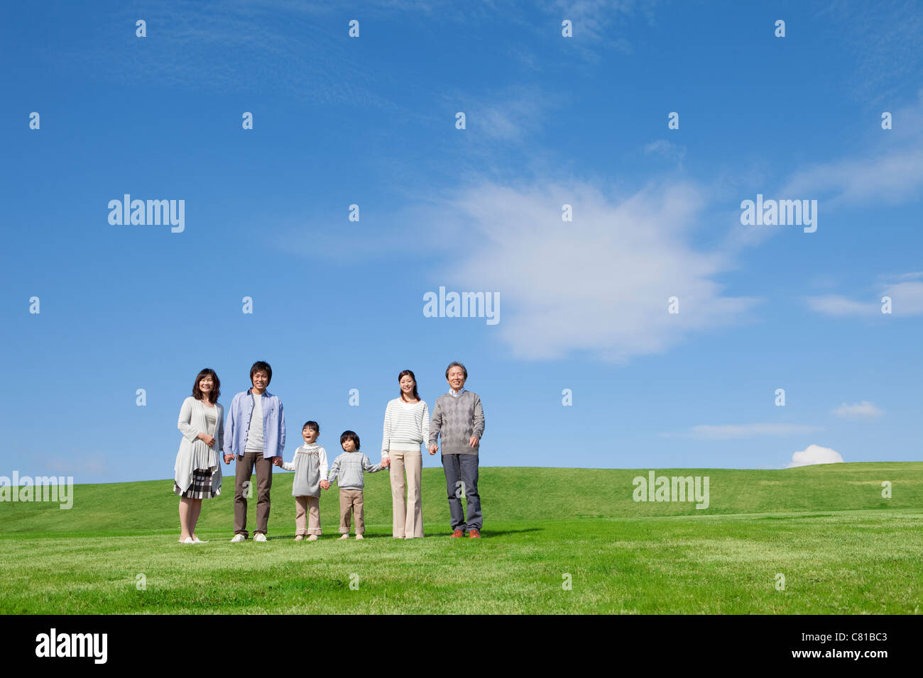 Three Generation Family in Field Stock Photo - Alamy