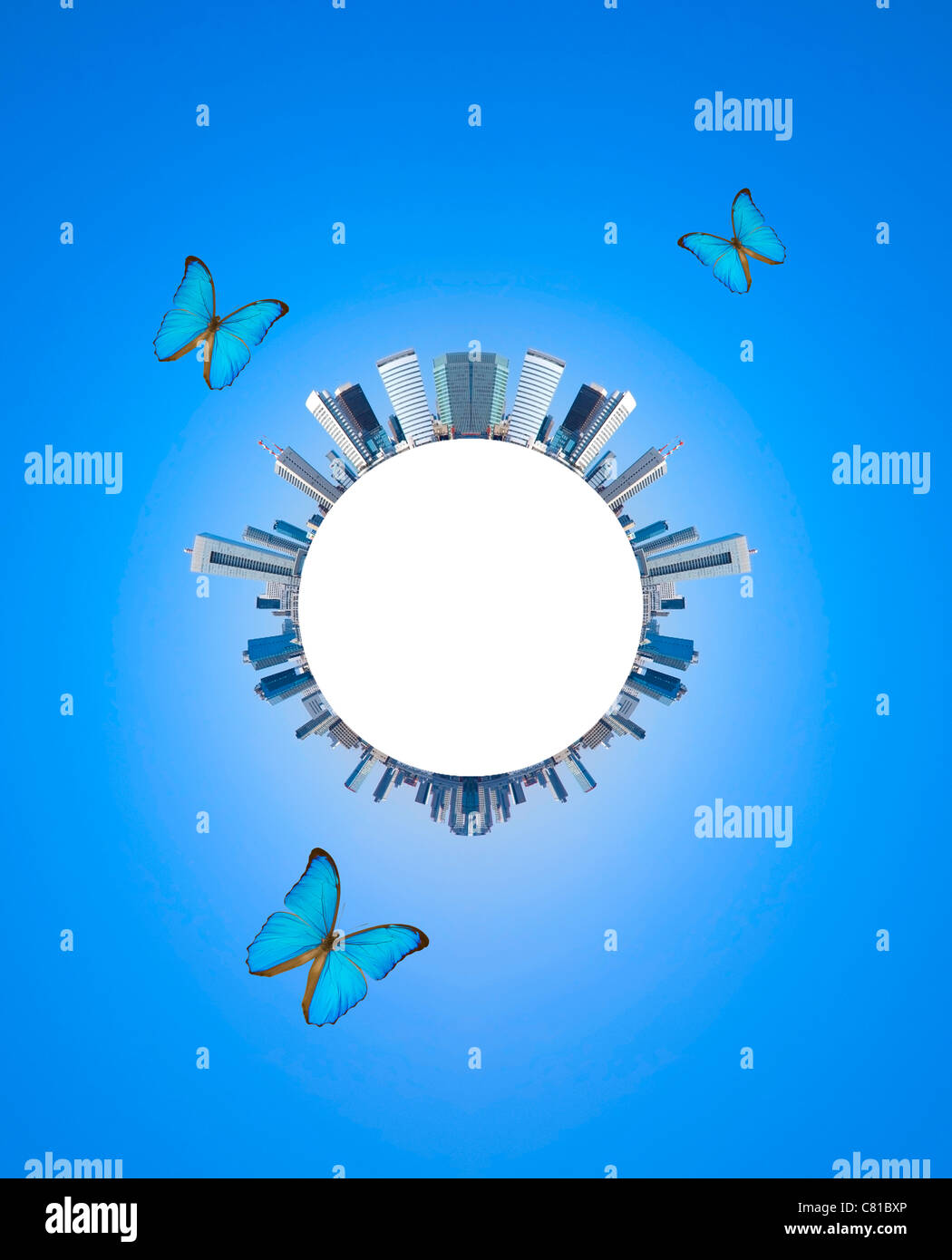 Butterflies Flying Around The Earth Stock Photo - Alamy