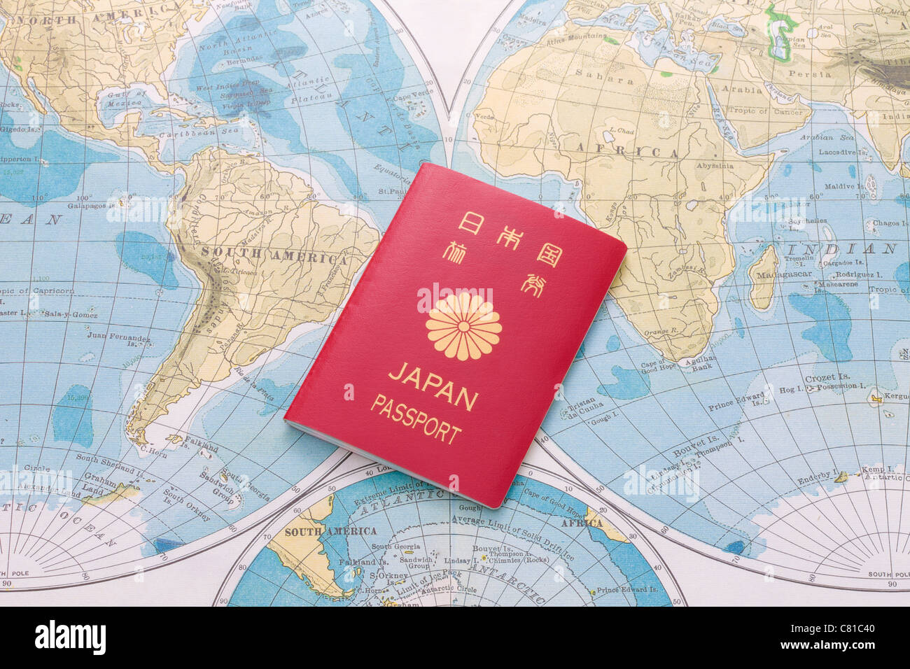 Japanese Passport on World Map Stock Photo - Alamy