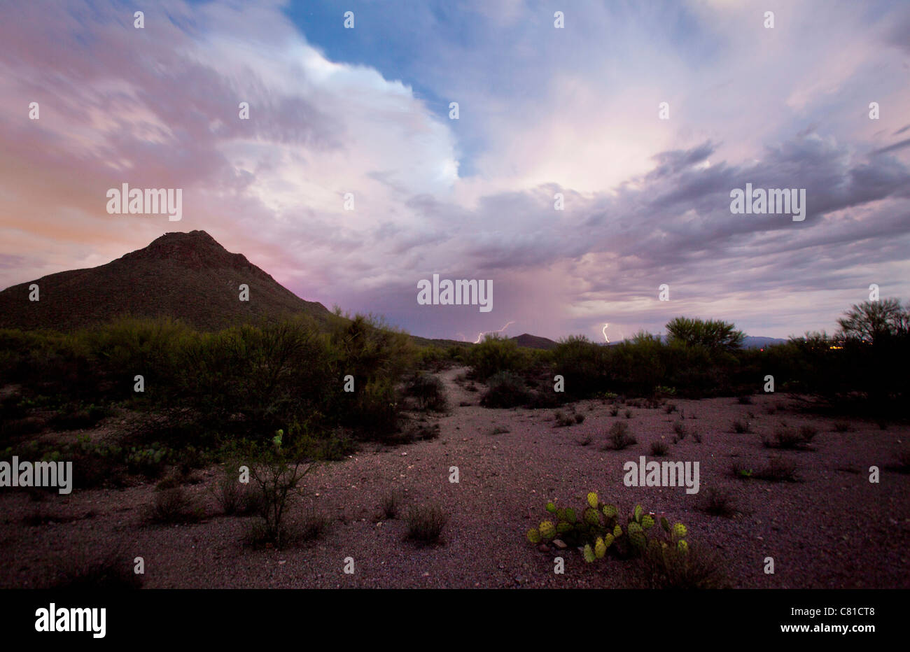 Lightning strike in desert Stock Photo - Alamy