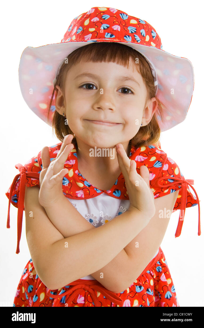 Fan little girl smiling. Isolated white Stock Photo - Alamy