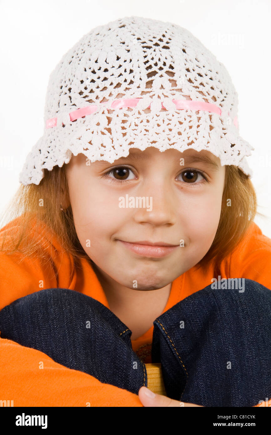 Fan little girl smiling. Isolated white Stock Photo - Alamy