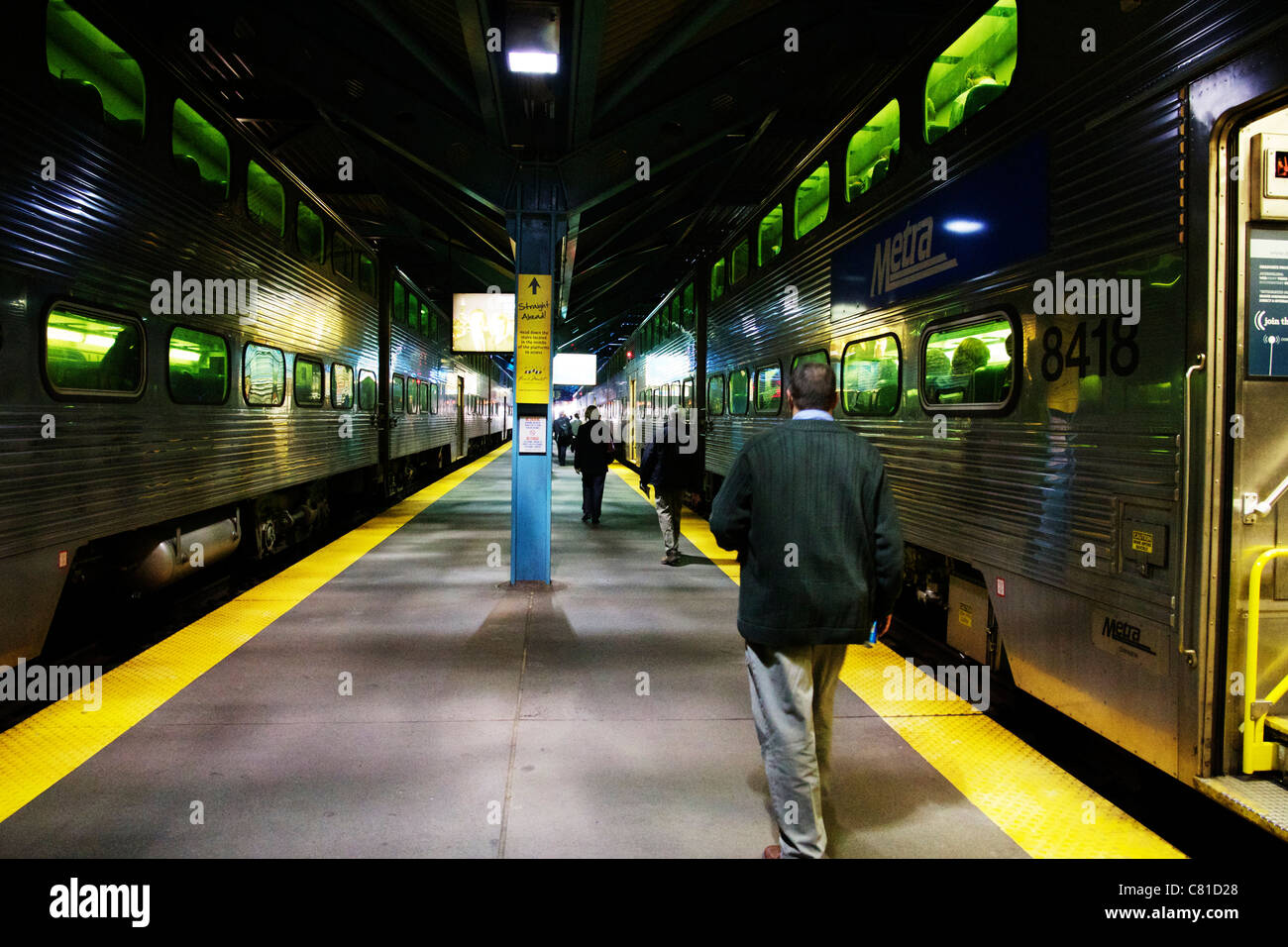 Ogilvie Transportation Center, Chicago. Track 1 and 2 platform Stock ...