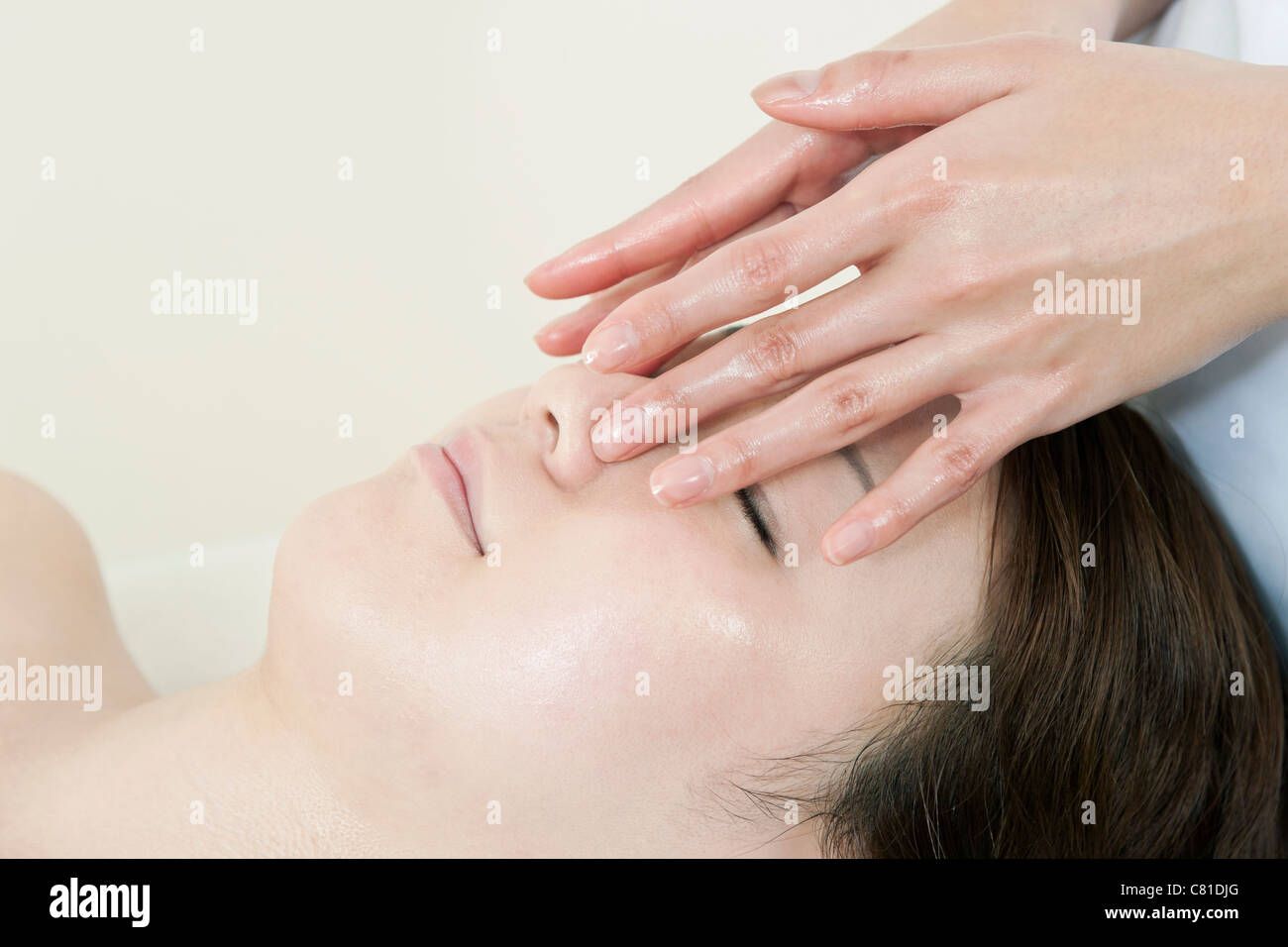 Woman Receiving Head Massage Stock Photo - Alamy