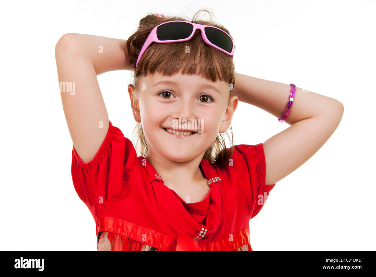Fan little girl smiling. Isolated white Stock Photo - Alamy