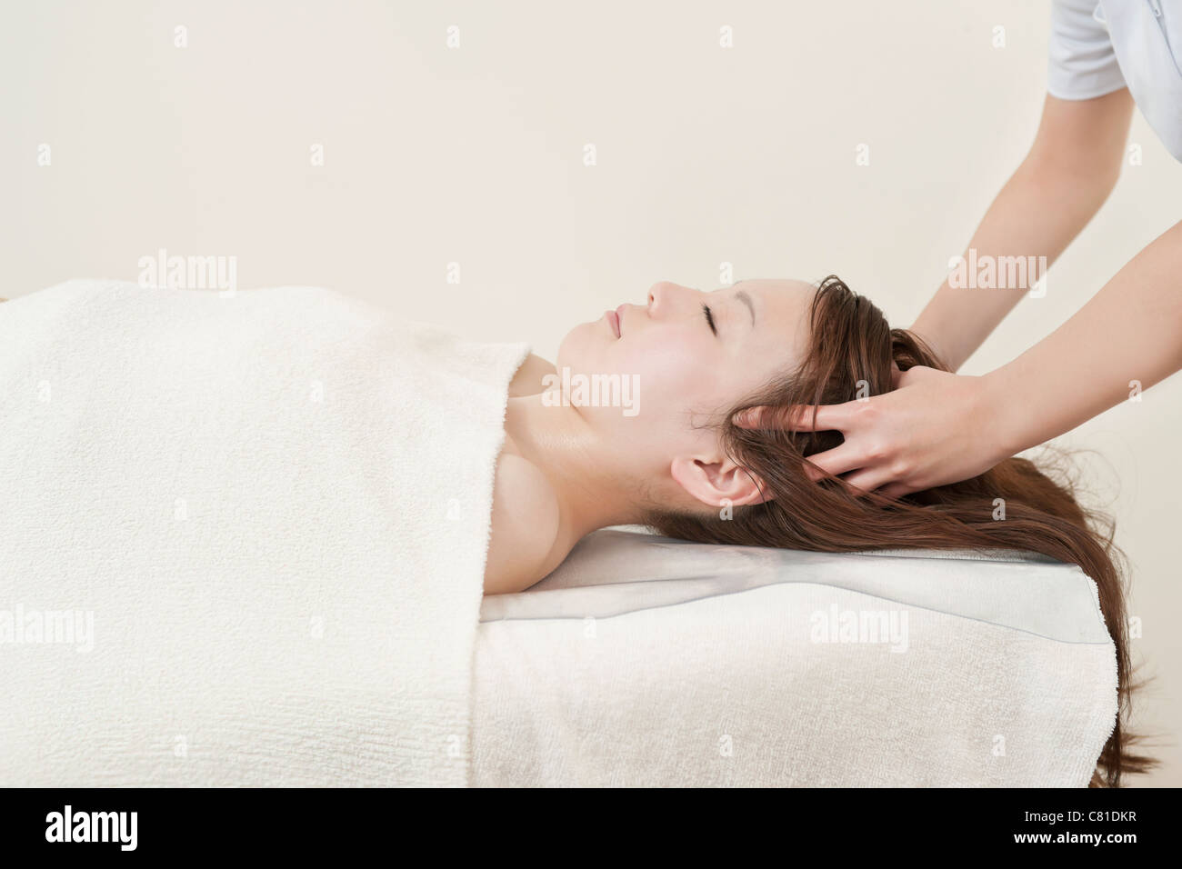 Woman Receiving Head Massage Stock Photo - Alamy