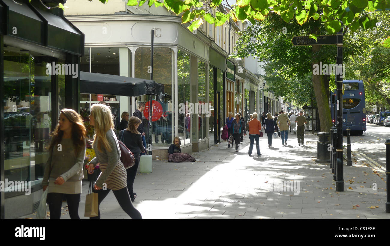 Shoppers and the Homeless, Cheltenham Stock Photo - Alamy