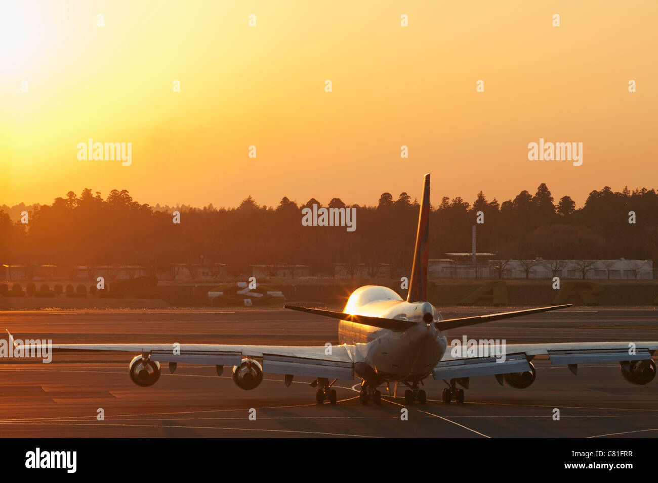Japan, Tokyo, Narita International Airport, Plane on Runway Stock Photo ...
