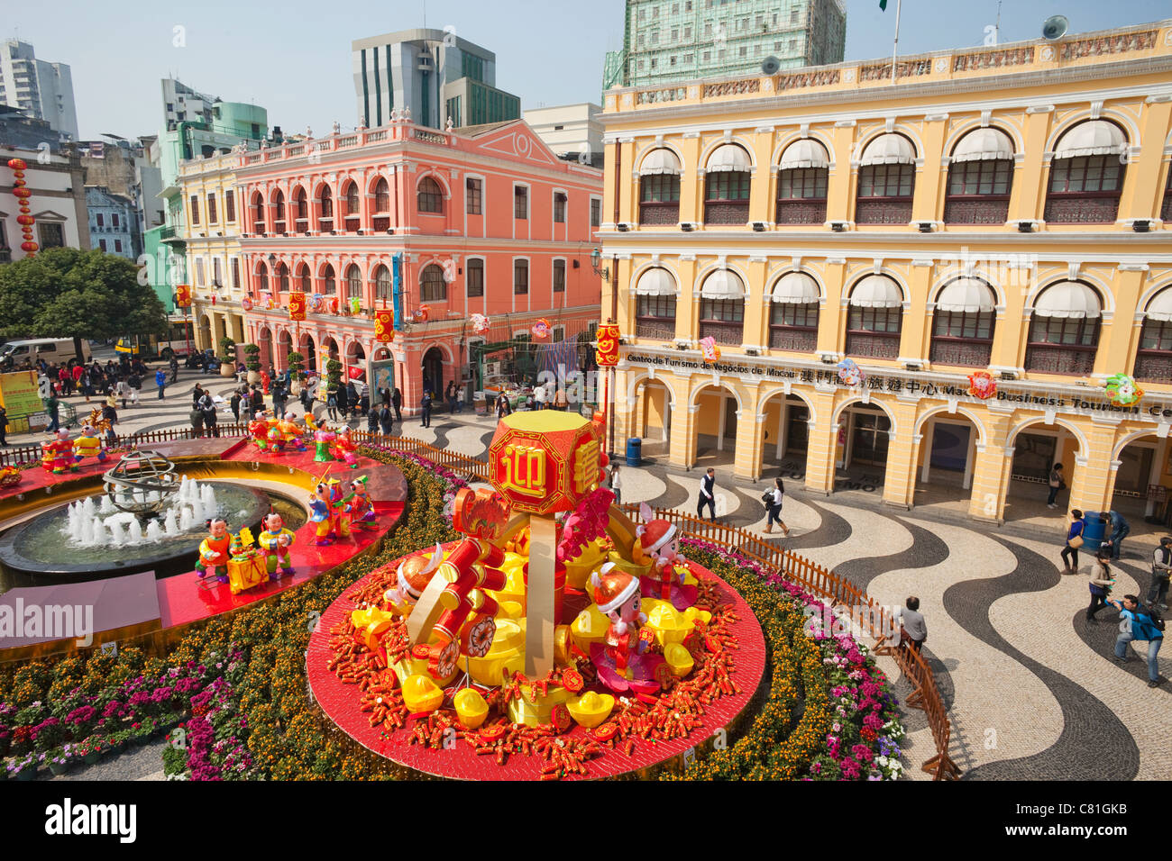 China, Macau, Senado Square with Display of Chinese New Year ...