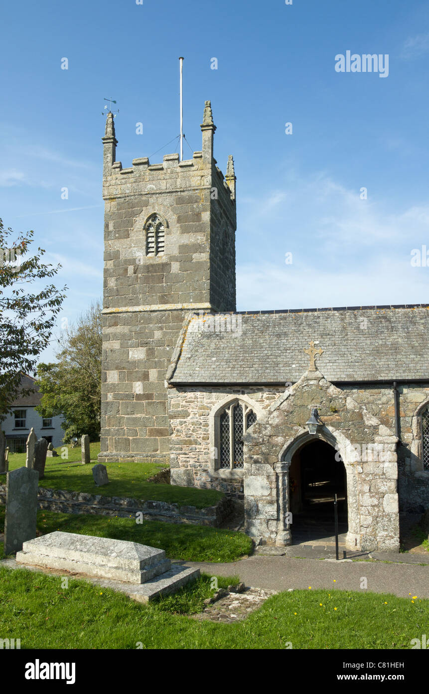 St Mellanus Parish Church in Mullion, Cornwall UK Stock Photo - Alamy