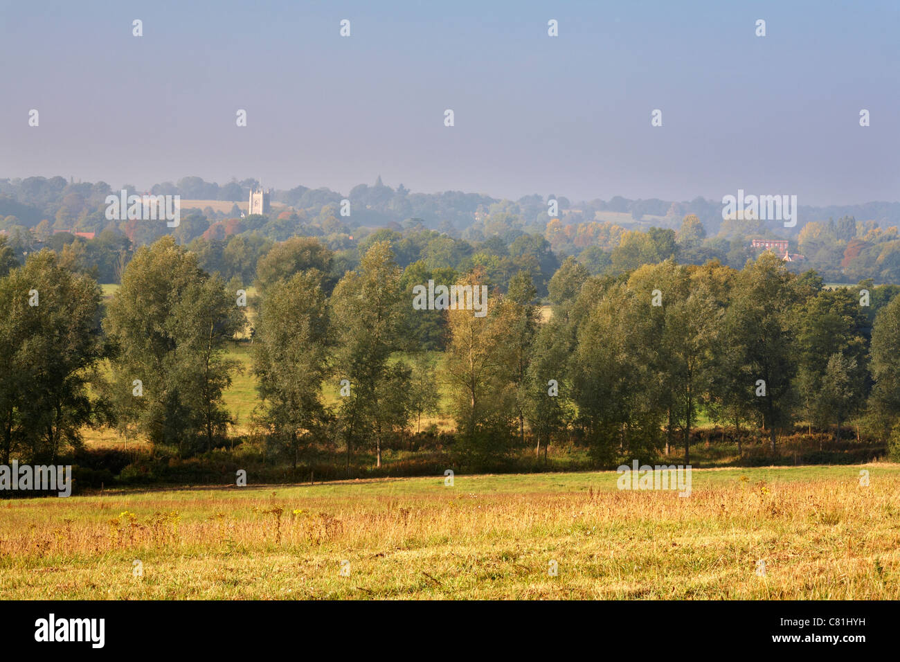 Dedaham Vale River Stour early autumn Essex Suffolk borders looking ...