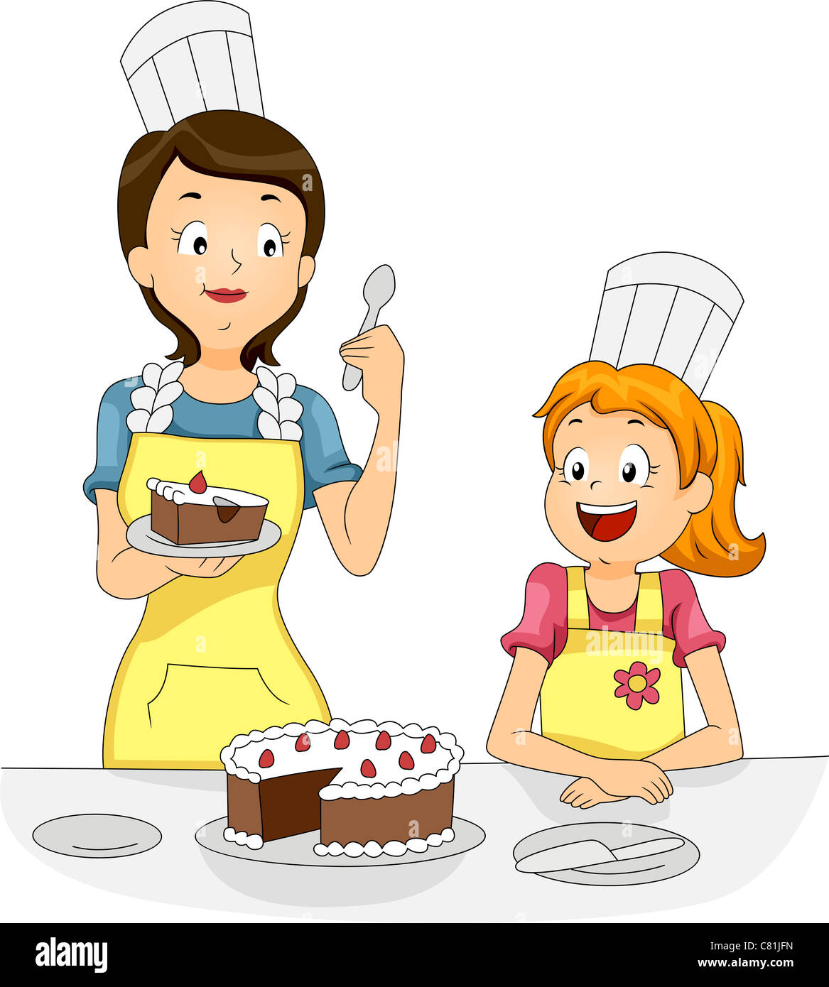 Illustration of a Woman Doing a Taste Test Stock Photo - Alamy