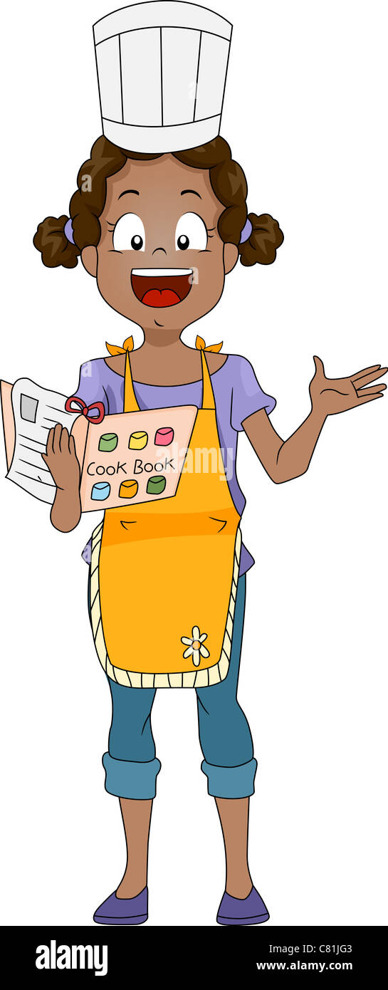 Illustration of a Kid Holding a Cook Book Stock Photo - Alamy