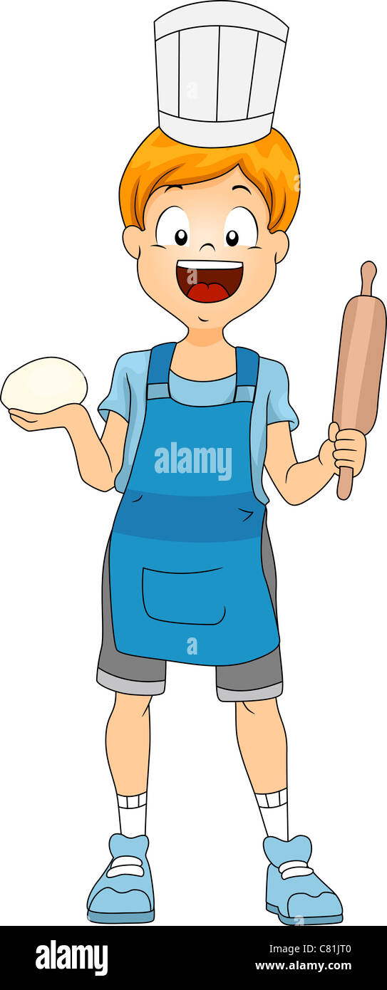 Illustration of a Kid Holding a Rolling Pin Stock Photo - Alamy