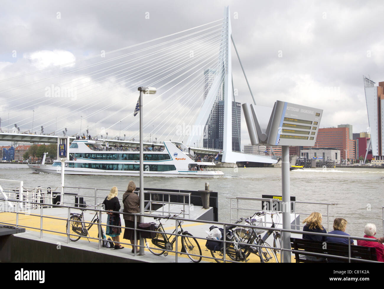 Erasmusbrug waterbus stop in Rotterdam, Netherlands, The Erasmus bridge ...