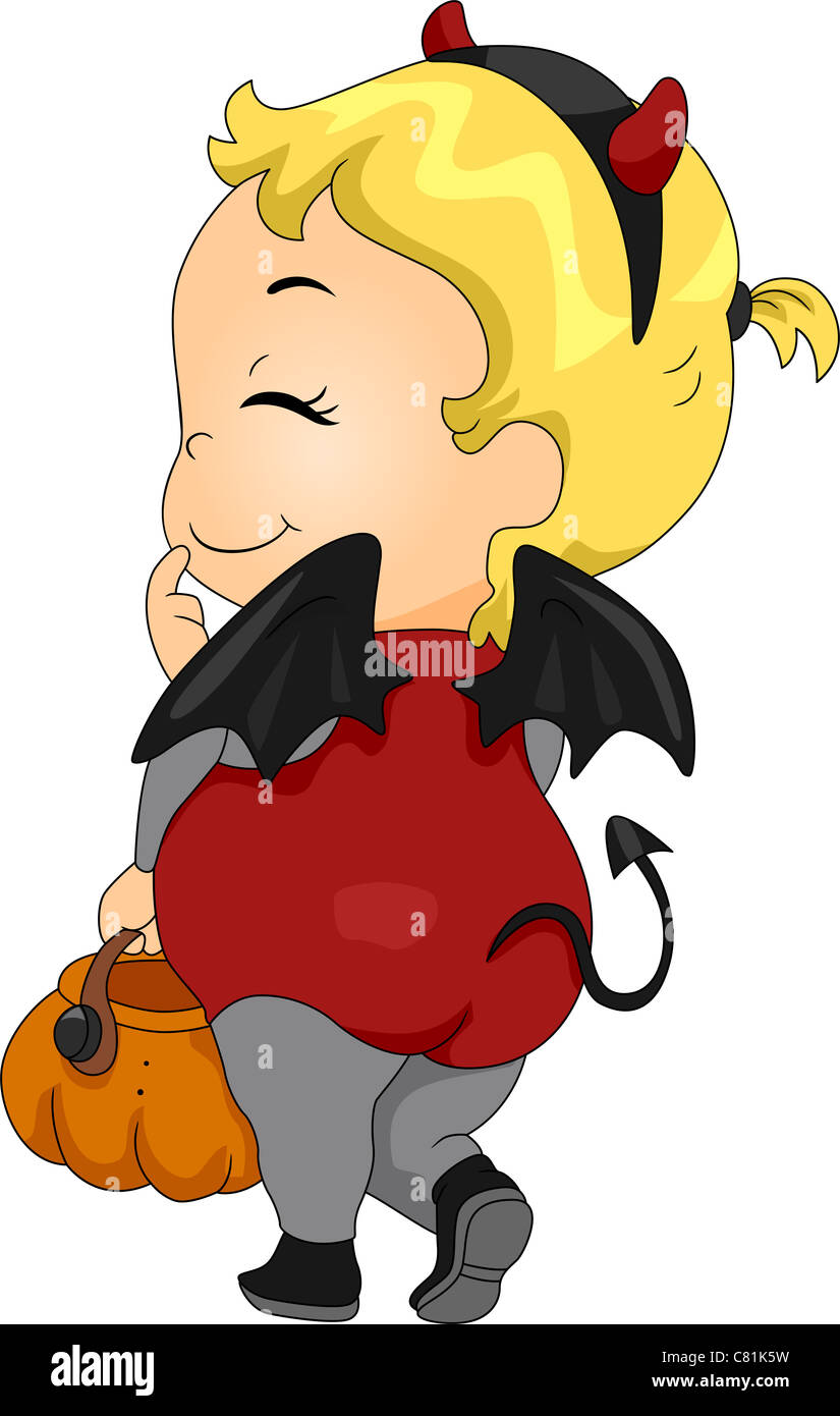 Illustration of a Baby Dressed as an Imp Stock Photo - Alamy