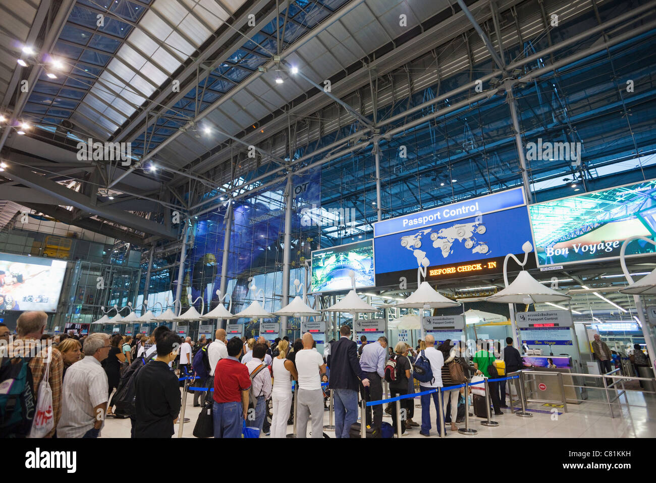 Thailand, Bangkok, Suvarnabhumi Airport, Immigration Queue Stock Photo ...