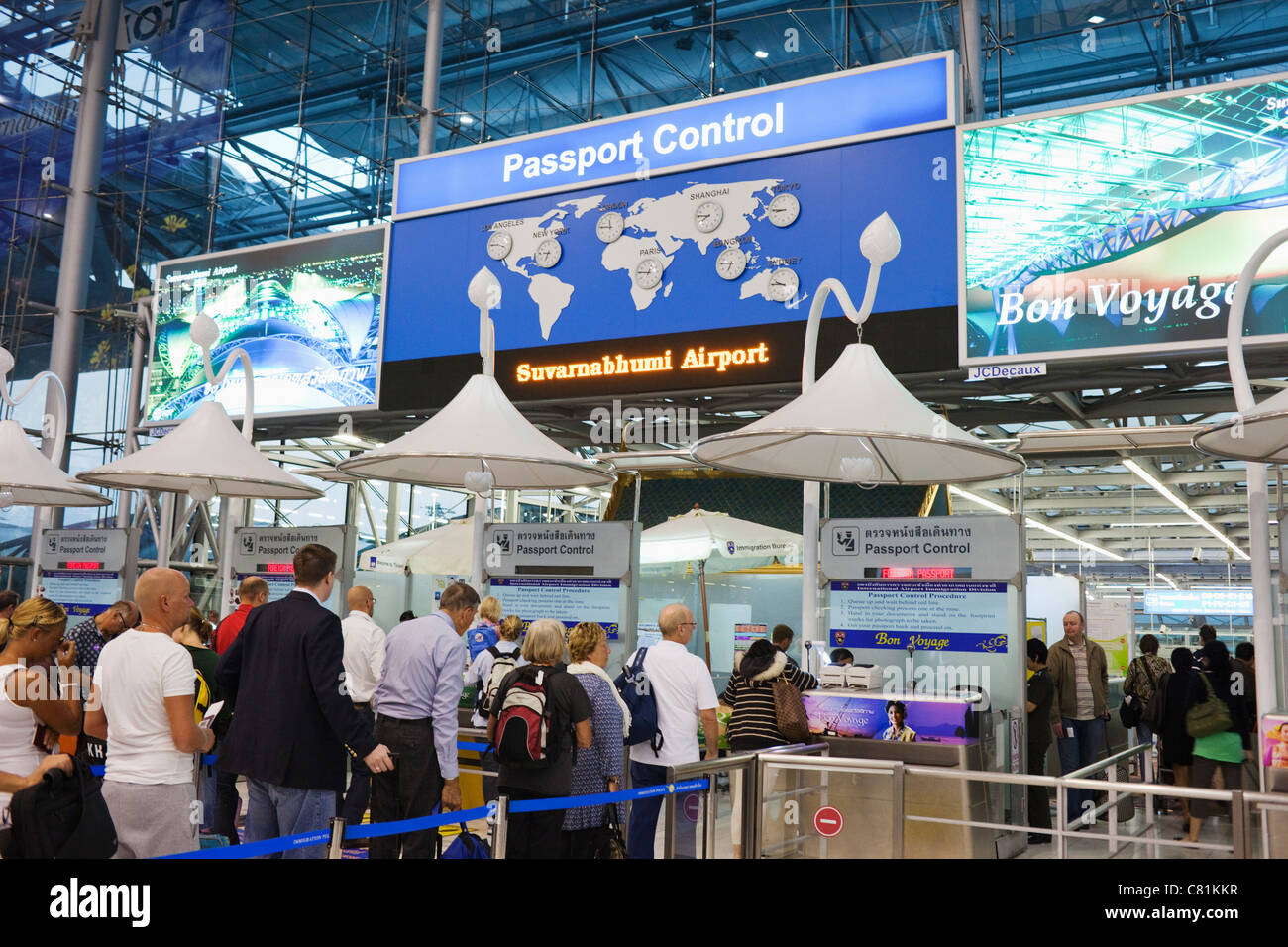 Thailand, Bangkok, Suvarnabhumi Airport, Immigration Queue Stock Photo ...