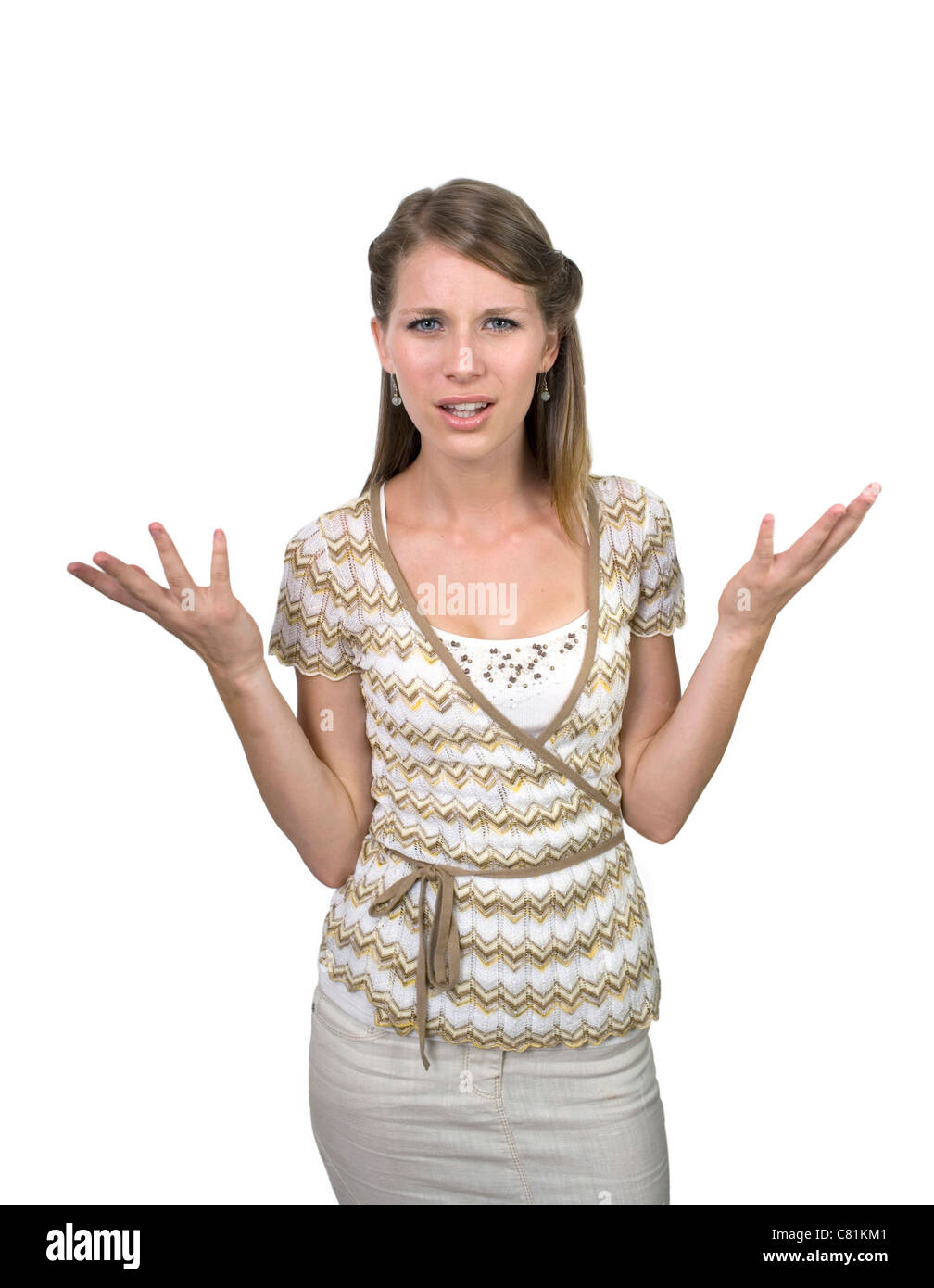 Girl gesturing anger or confusion Stock Photo - Alamy