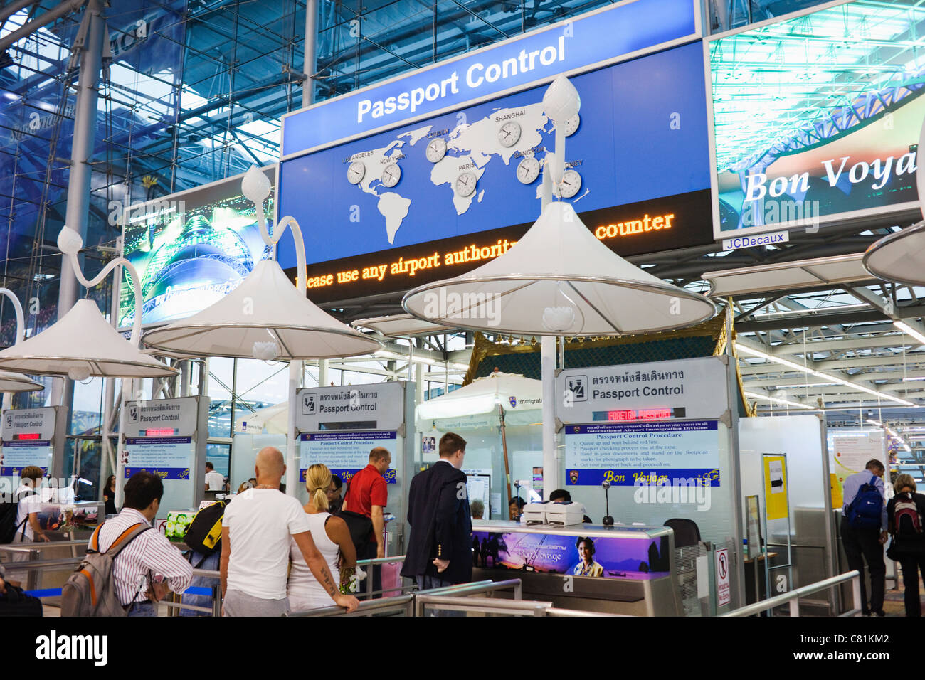 Thailand, Bangkok, Suvarnabhumi Airport, Immigration Queue Stock Photo ...