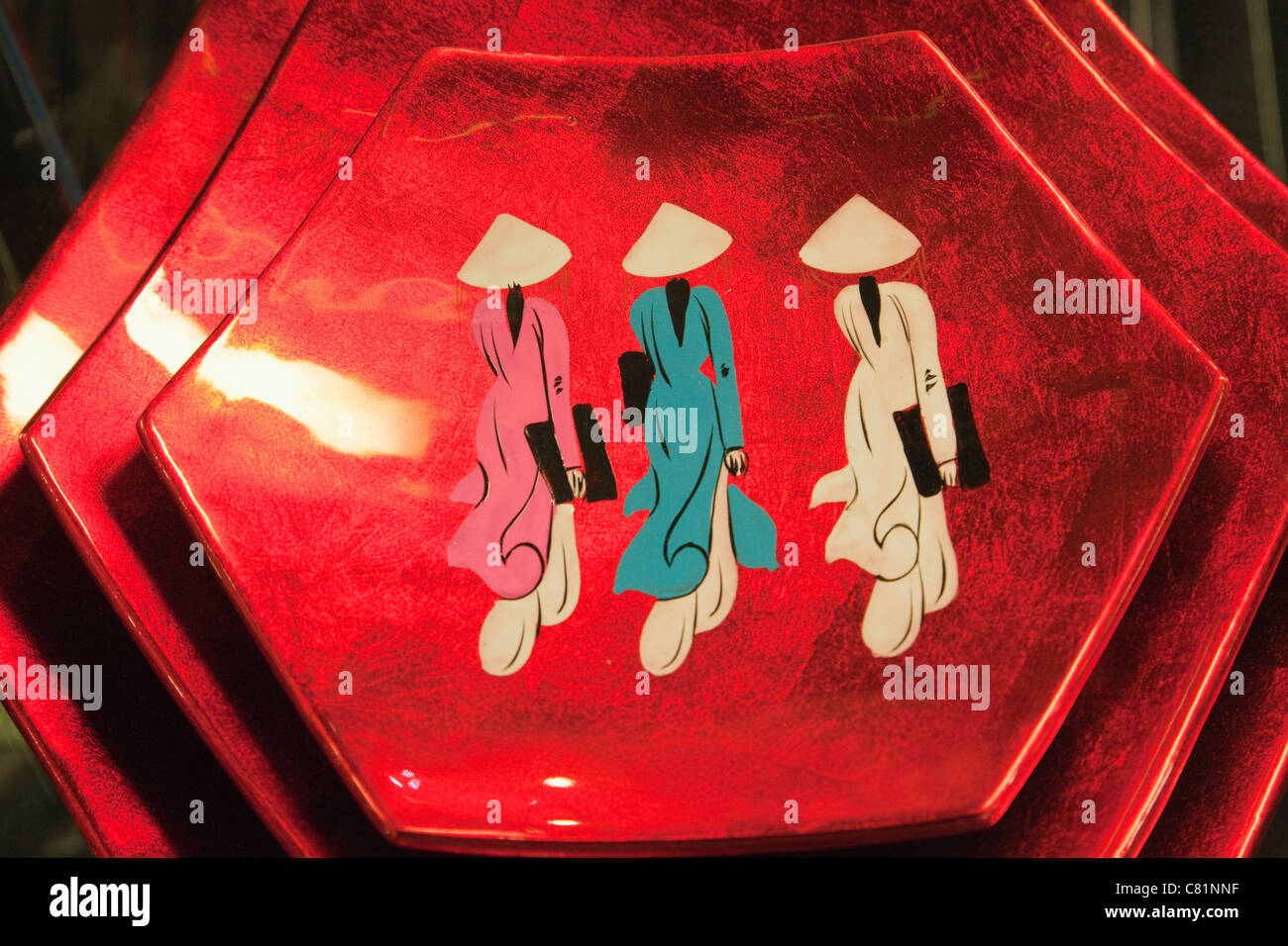 Vietnam, Hanoi, Lacquerware Plates Stock Photo - Alamy