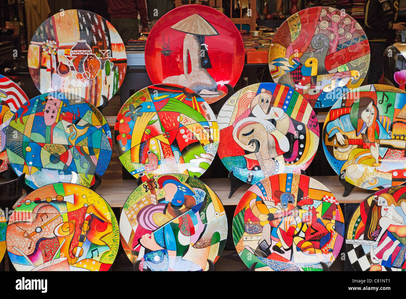 Vietnam, Hanoi, Lacquerware Plates Stock Photo - Alamy