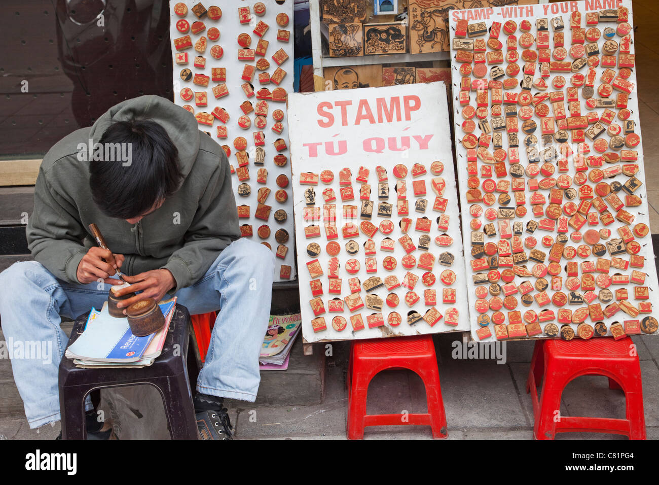Vietnam, Hanoi, Stamp Maker Stock Photo - Alamy