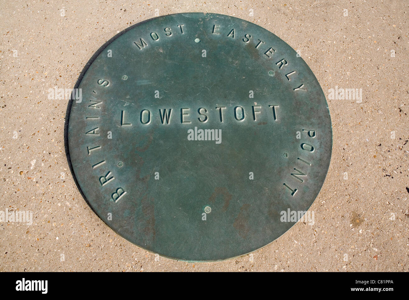 England Suffolk Lowestoft The Ness, plaque marking the most easterly ...