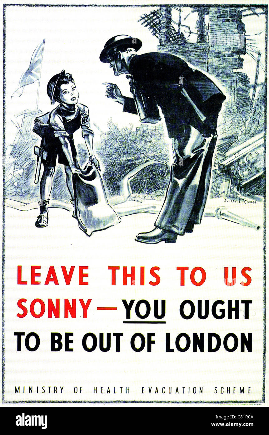 EVACUATION SCHEME British WW2 poster issued by the Ministry of Health ...