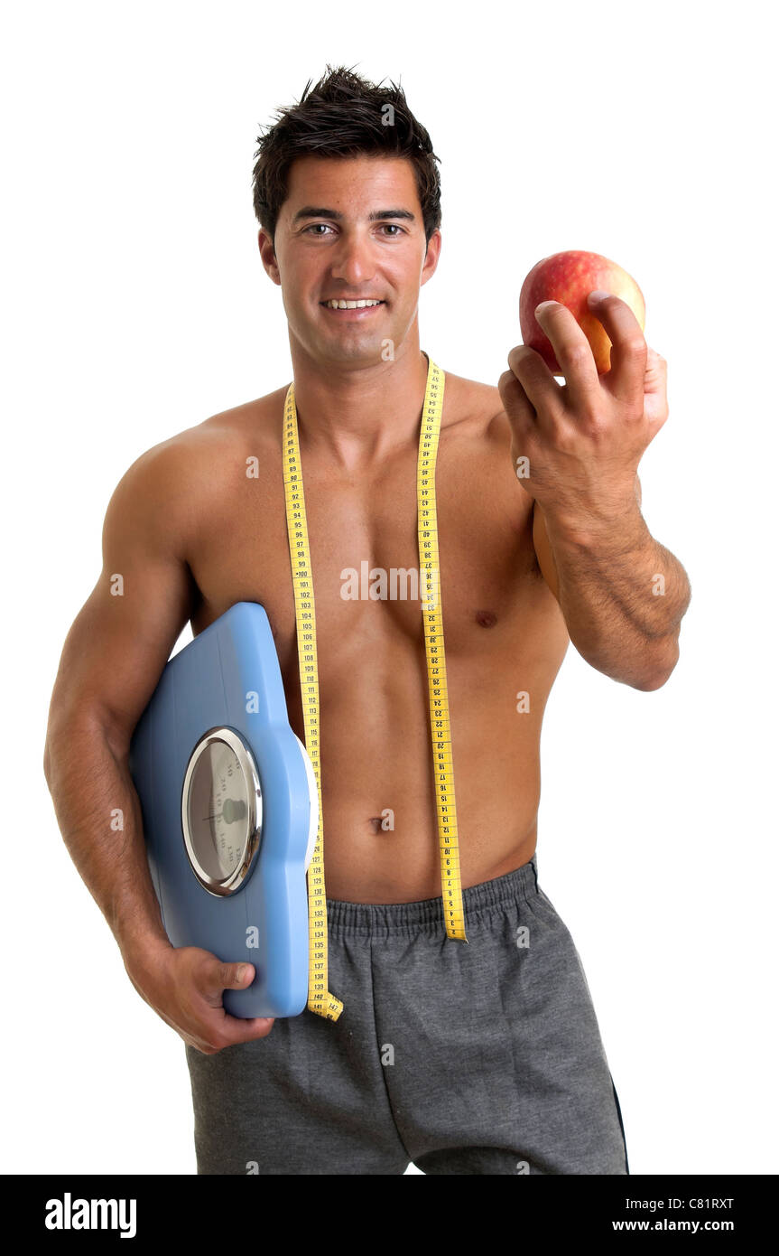 Man healthy apple exercise hi-res stock photography and images - Alamy