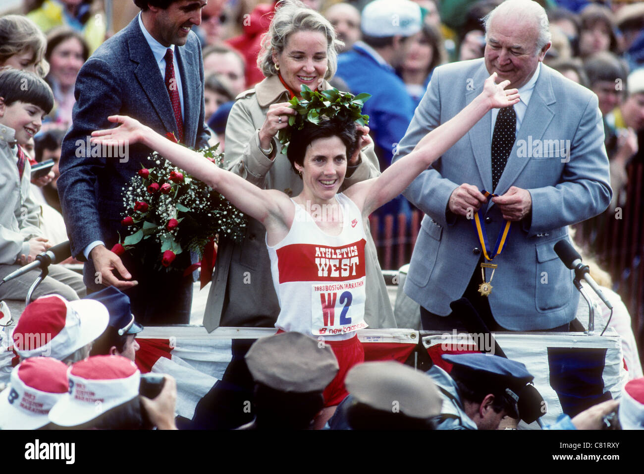 Joan Benoit winner of the 1983 Boston Marathon Stock Photo - Alamy
