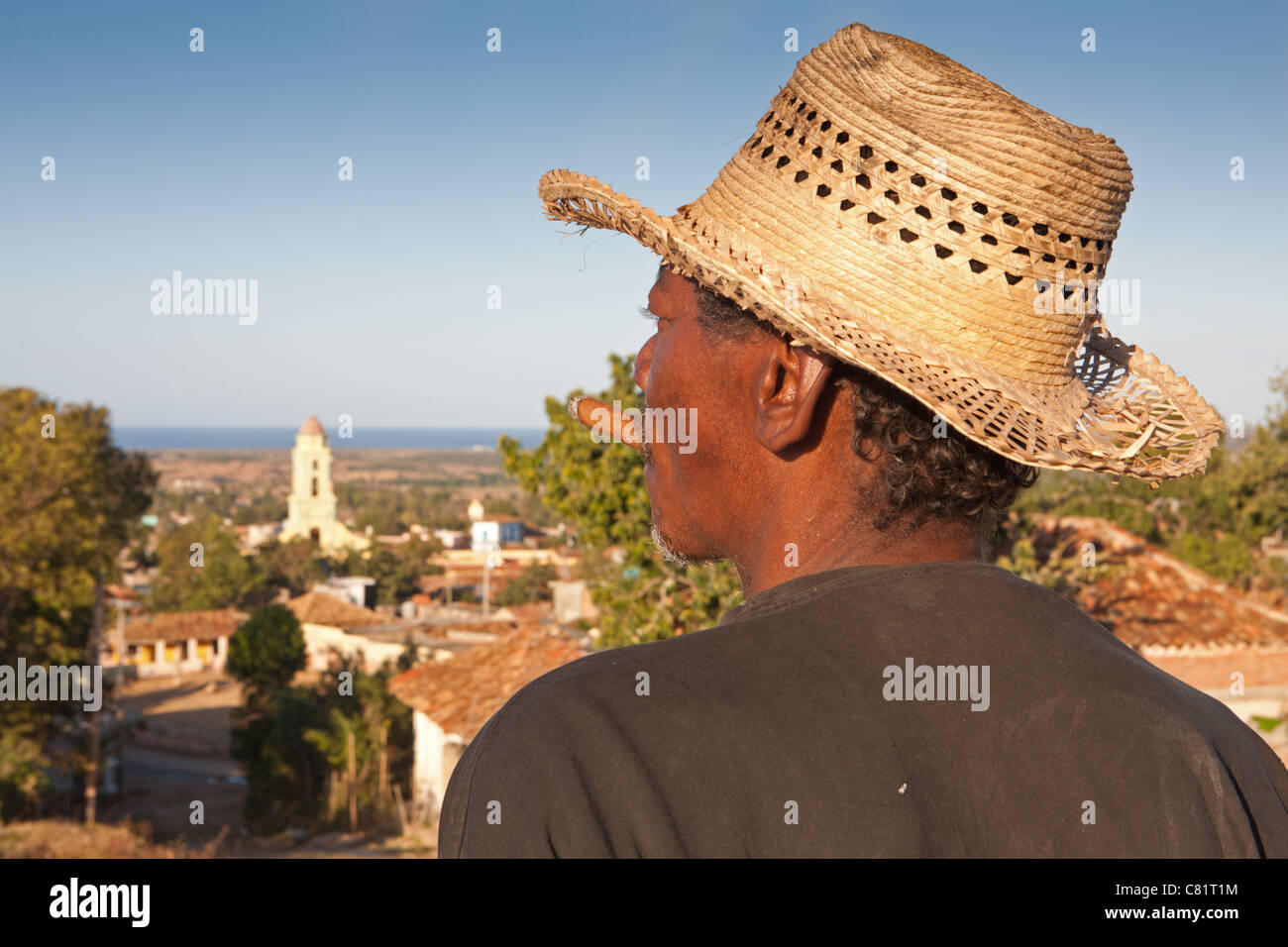 TRINIDAD: LOCAL MAN AT VIEWPOINT OVER TRINIDAD OLD TOWN Stock Photo - Alamy