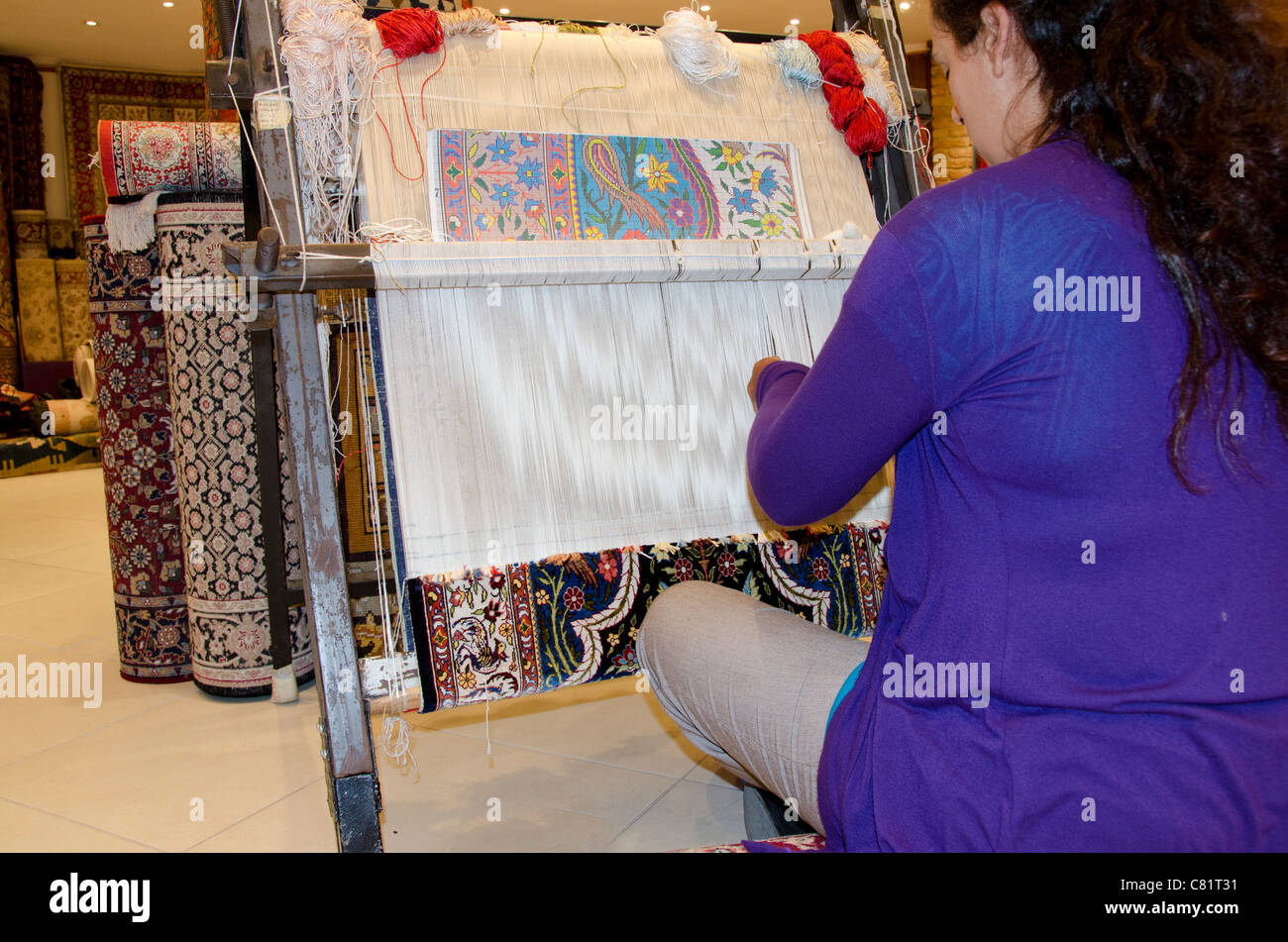 Turkey, Kusadasi. Turkish carpet workshop & showroom. Carpet making ...
