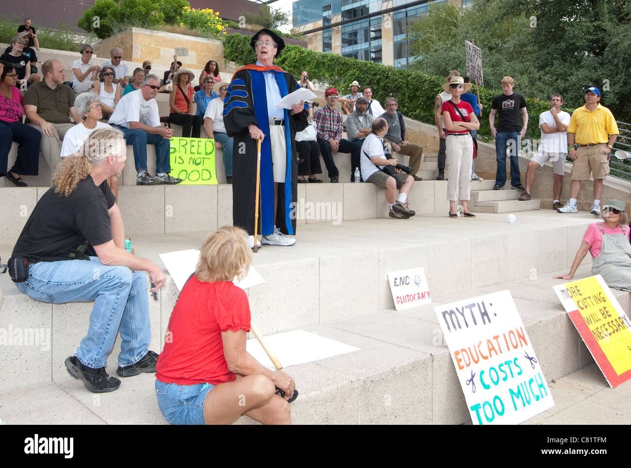 Small crowd at an Occupy Austin demonstration at City Hall. Occupy ...