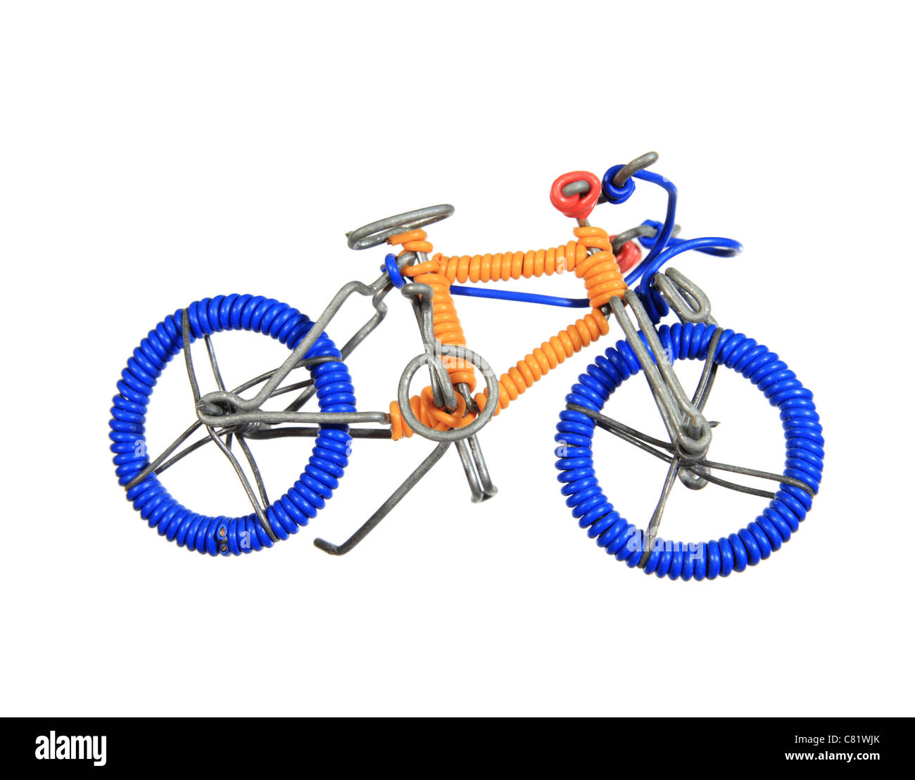 handmade African wire toy bicycle isolated on white background Stock ...