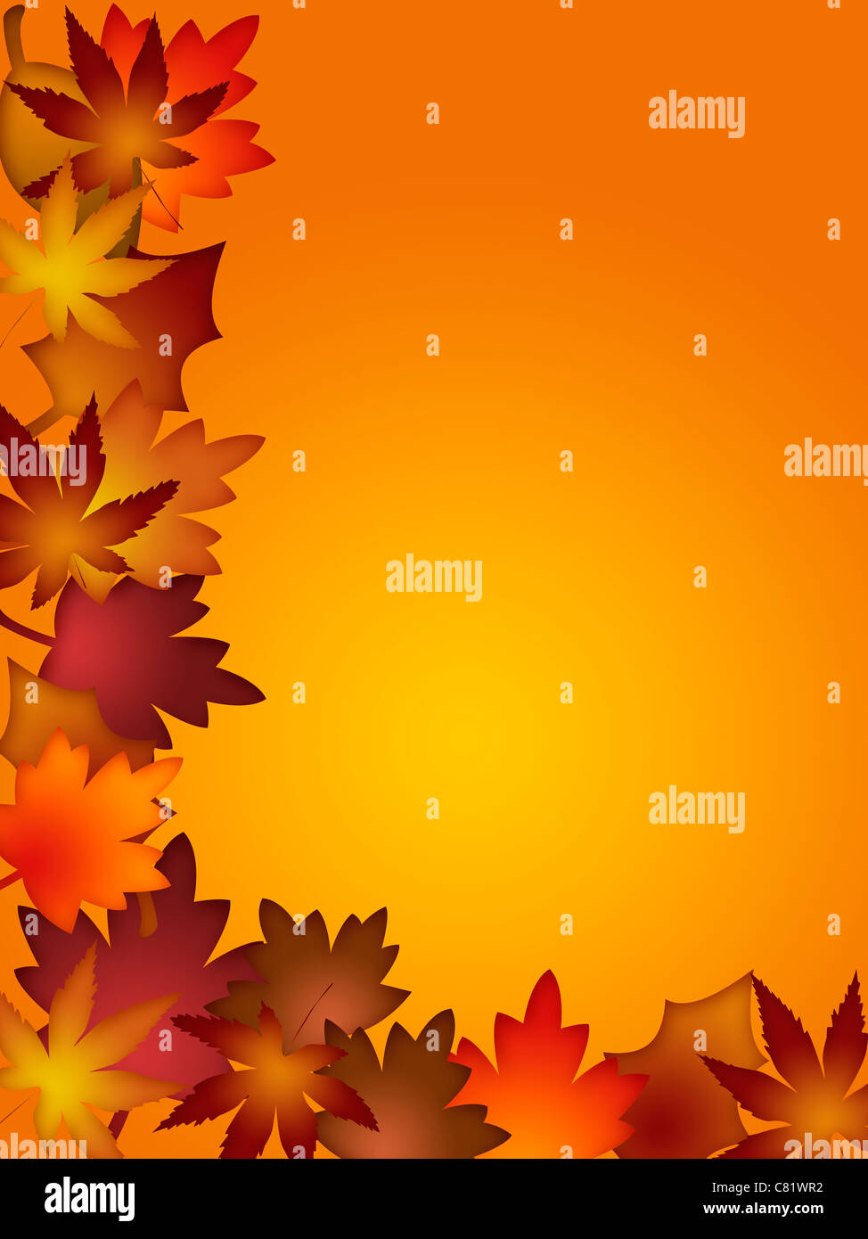 Colorful Fall Leaves Border Background Illustration Stock Photo - Alamy