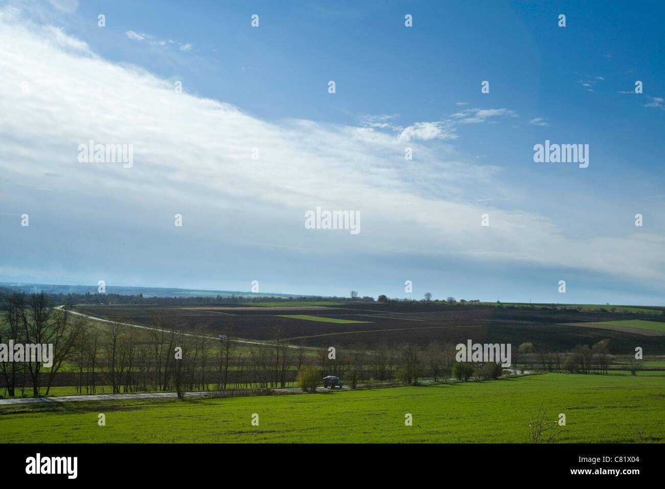 Farm landscape, vast agricultural land, Balkans, Bulgaria Stock Photo ...