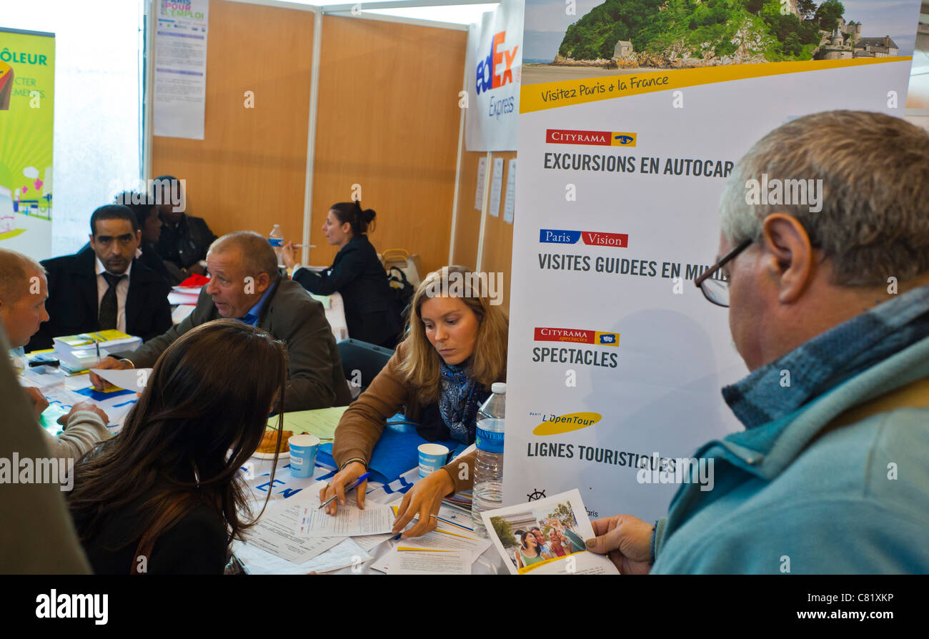 Paris, France, Medium Group People at Paris Job Fair, Job Seekers Being ...