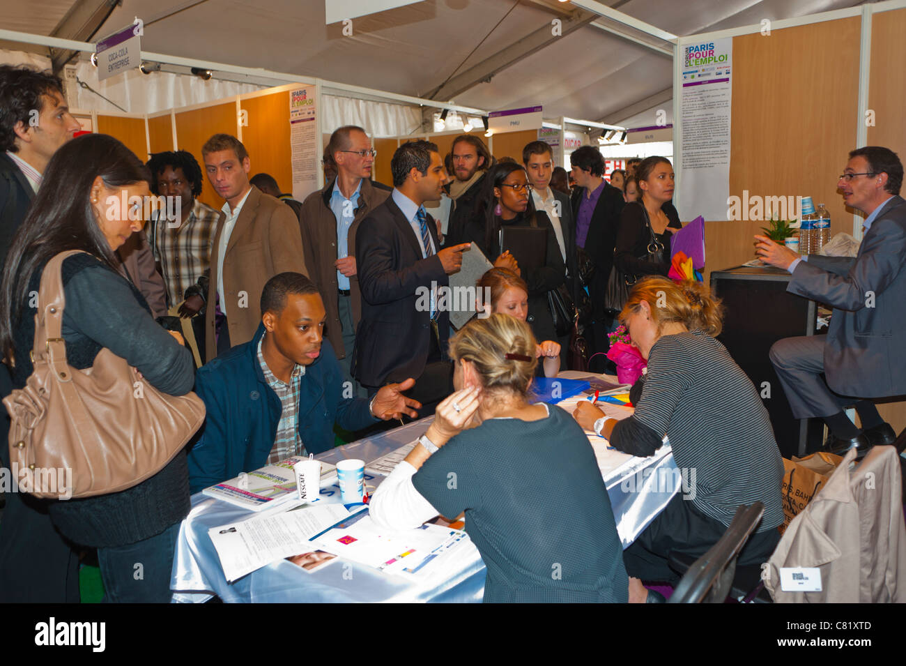 Paris, France, Large Crowd of People at Paris Job Fair, Job Seeker ...