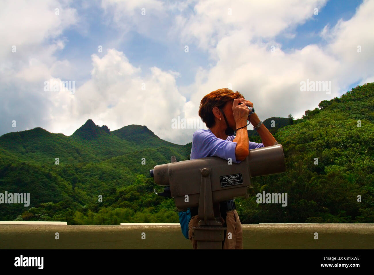 Observatory in Yokahu tower in the Yunque Park in Puerto Rico Stock ...